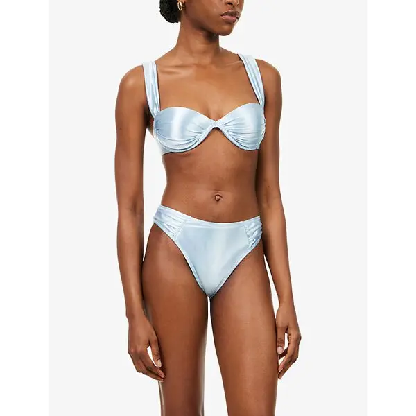 4TH & RECKLESS Ruched High-leg Bikini Bottoms