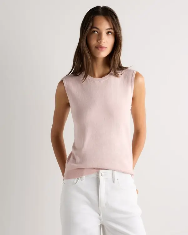 Quince Lightweight Cotton Cashmere Sweater Tank Top - Sugar Stone