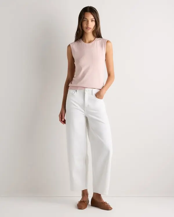 Quince Lightweight Cotton Cashmere Sweater Tank Top - Sugar Stone