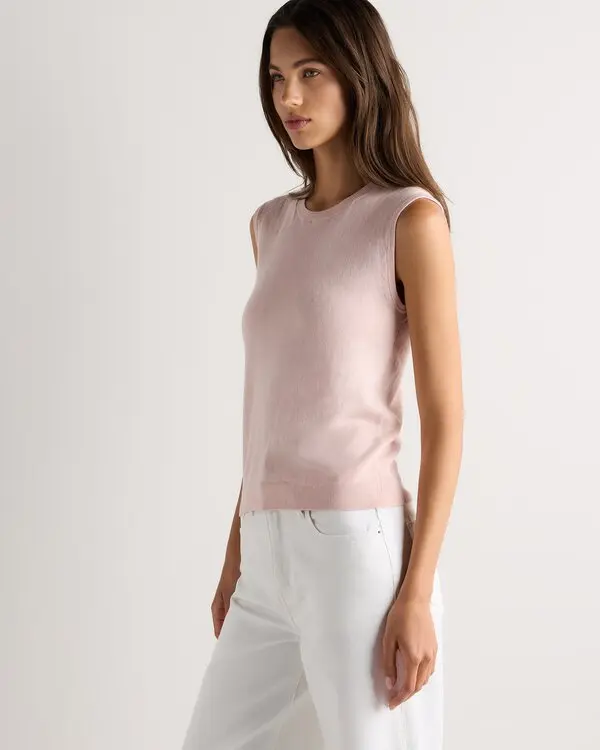 Quince Lightweight Cotton Cashmere Sweater Tank Top - Sugar Stone