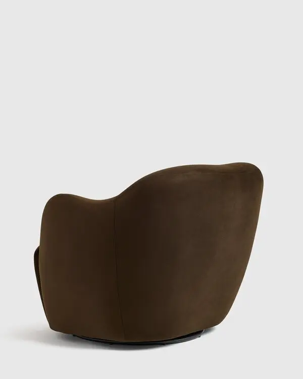 Quince Performance Velvet Curved Arm Swivel Chair