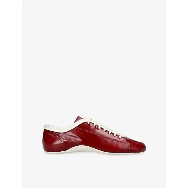 Dries Van Noten Flat Slim Leather Trainers - Red