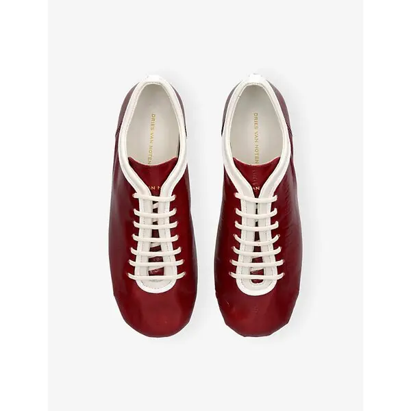 Dries Van Noten Flat Slim Leather Trainers - Red