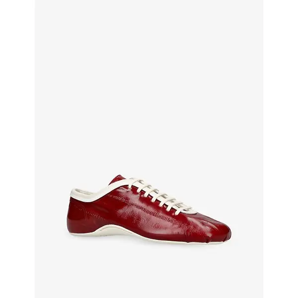 Dries Van Noten Flat Slim Leather Trainers - Red