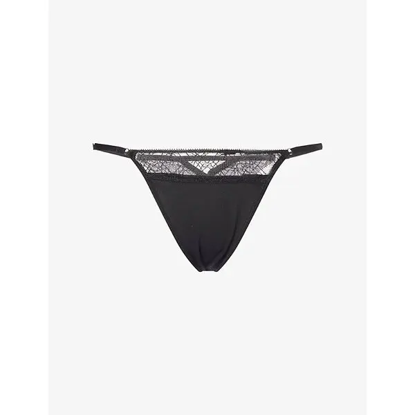 Calvin Klein Geo Stretch-lace Thong - Black