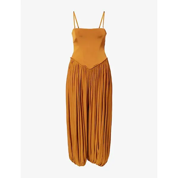 Zimmermann Luna Gathered Jersey Jumpsuit - Whisky