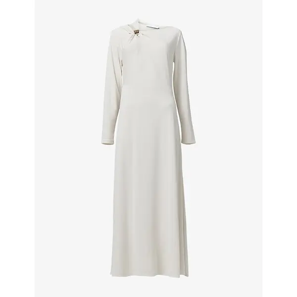 LEEM Hammered-detail Slim-fit Maxi Dress