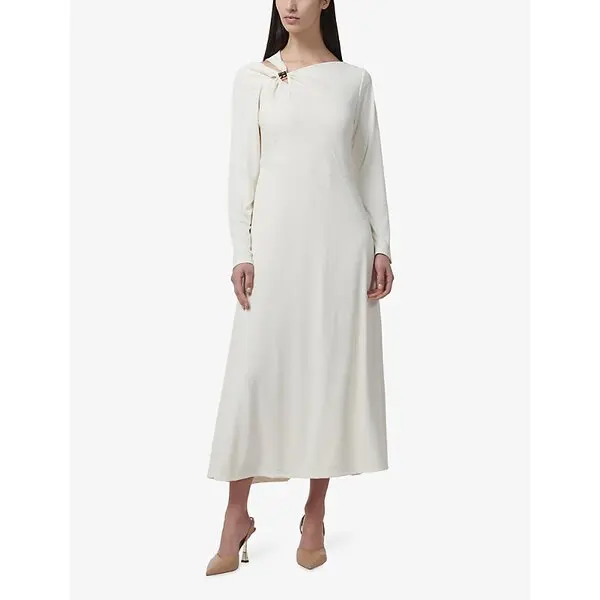 LEEM Hammered-detail Slim-fit Maxi Dress