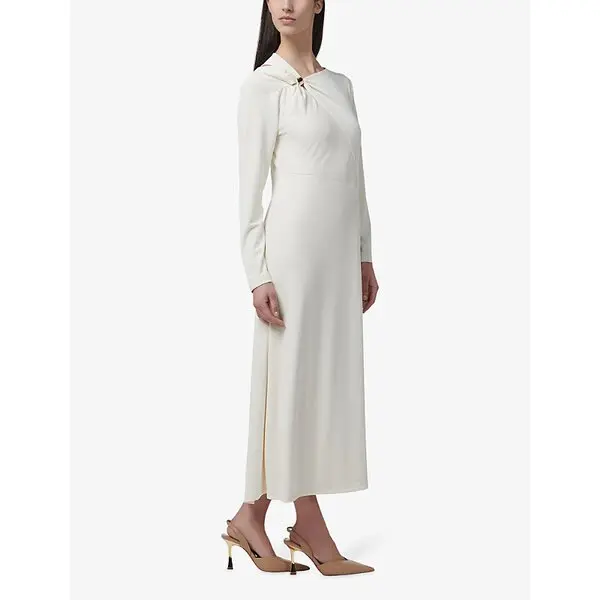 LEEM Hammered-detail Slim-fit Maxi Dress