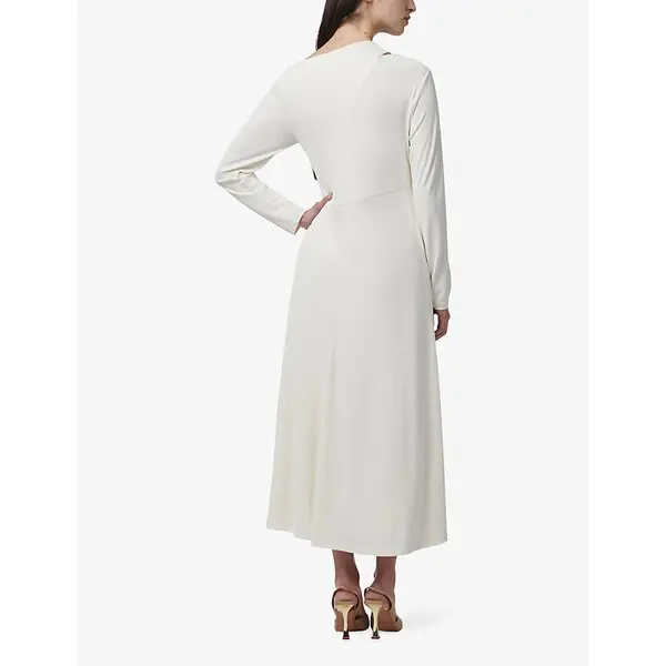 LEEM Hammered-detail Slim-fit Maxi Dress