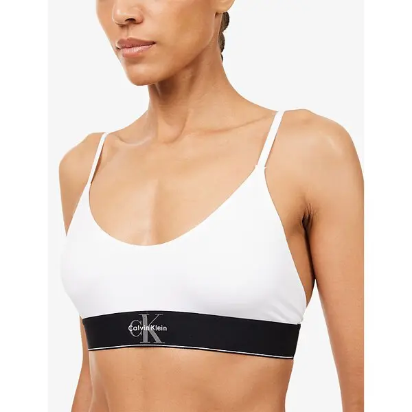 Calvin Klein Graphic Monogram Microfibre Stretch Bralette - White