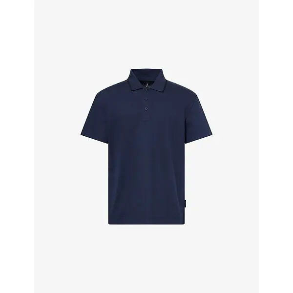 On Courtside Ribbed-trim Woven Polo Shirt - Midnight, Black