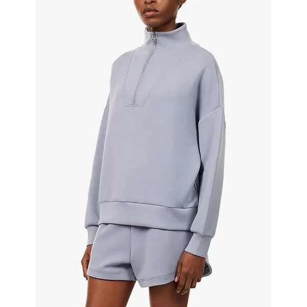 Varley Hawley Half-zip Stretch-woven Sweatshirt - Wind Blue