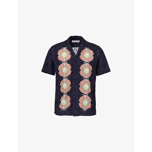 Orlebar Brown Maitan Passetto Embroidered Cotton Shirt - Night Iris