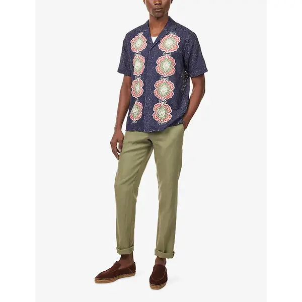 Orlebar Brown Maitan Passetto Embroidered Cotton Shirt - Night Iris