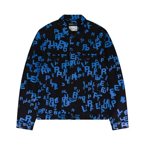 PURPLE BRAND Letters Screen Print Trucker Jacket