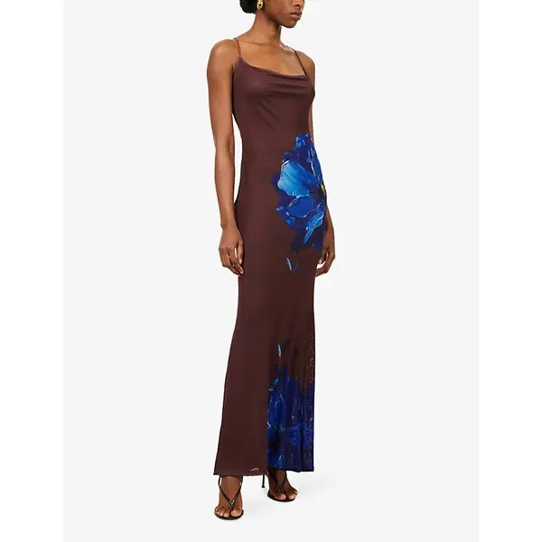 GRACEJACOB Sapphire Mesh Maxi Dress