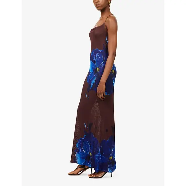 GRACEJACOB Sapphire Mesh Maxi Dress