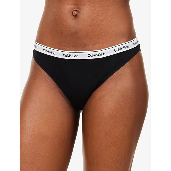 Calvin Klein Icon Logo Pack Of Three Stretch-cotton Thongs - Blk/wht/animal