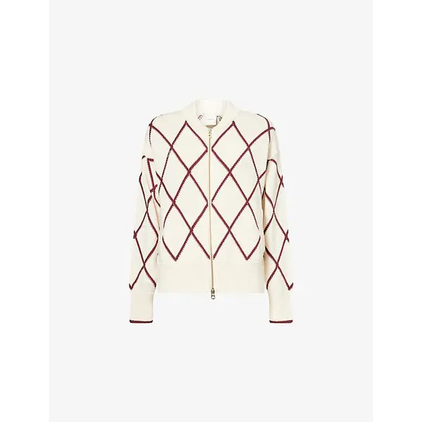 Varley Nile Dimond Stand-collar Cotton-knit Jacket - Ivory / Port