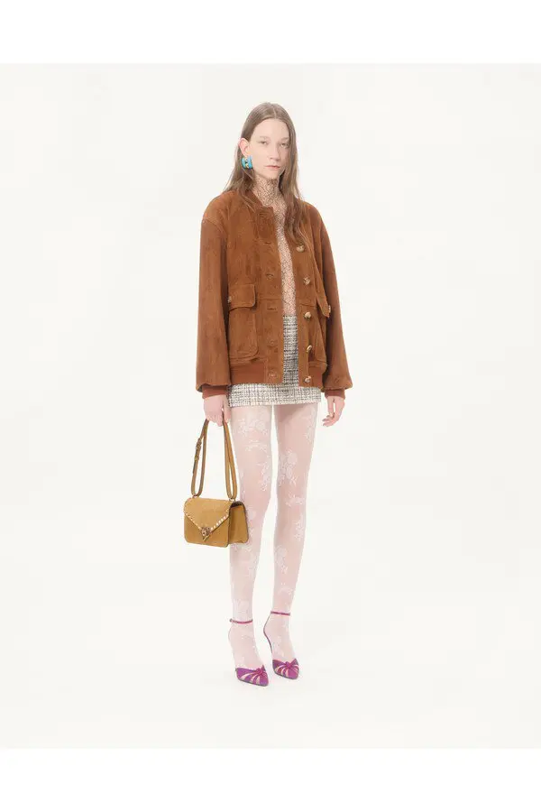 Valentino Garavani Rockstud Small Suede Crossbody Bag - Beige