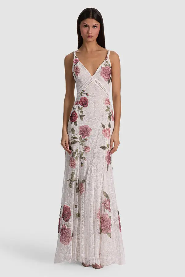 Alice + Olivia Nisa Lace Maxi Gown