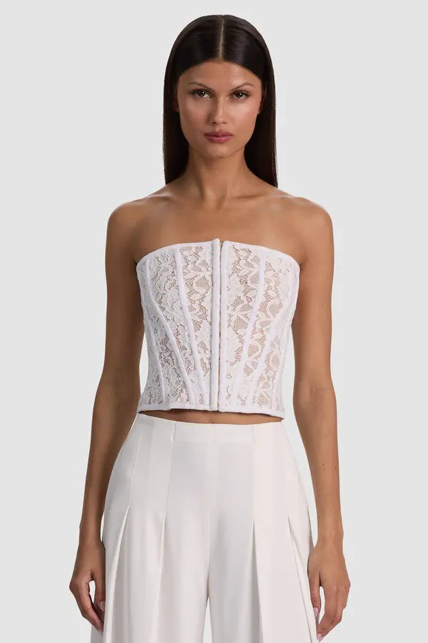 Alice + Olivia Cosette Lace Corset - White