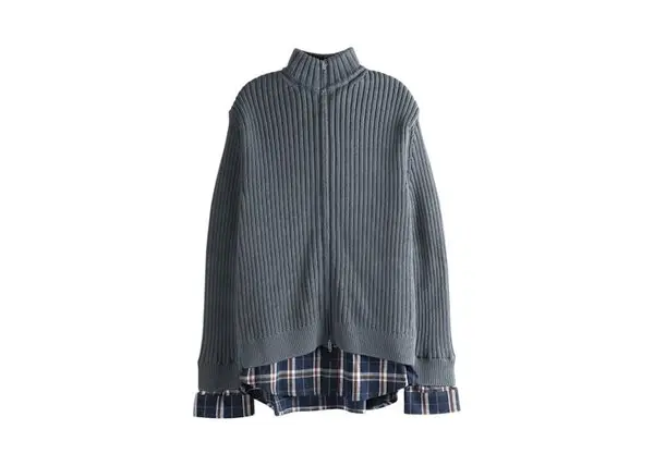 Balenciaga Layered Zip-up Sweater - Navy Blue Brown