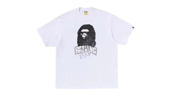 A BATHING APE Hand Drawn Ape Head Relaxed Fit Tee Shirt - White