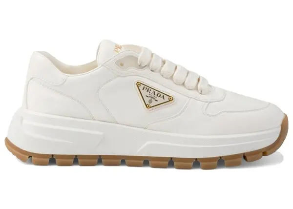 Prada Prax 01 Leather Sneakers - Ivory