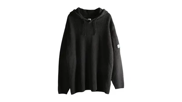 C.P. COMPANY Hooded Cotton Knit Sweater - Black