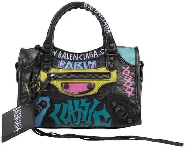 Balenciaga City Classic Graffiti Mini - Black