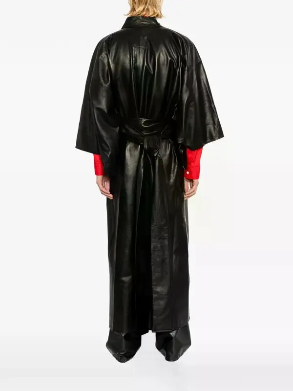 A LEATHER Kimono Belted Leather Coat