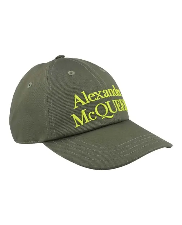 Alexander McQueen Logo Embroidered Baseball Cap - Khaki/lime