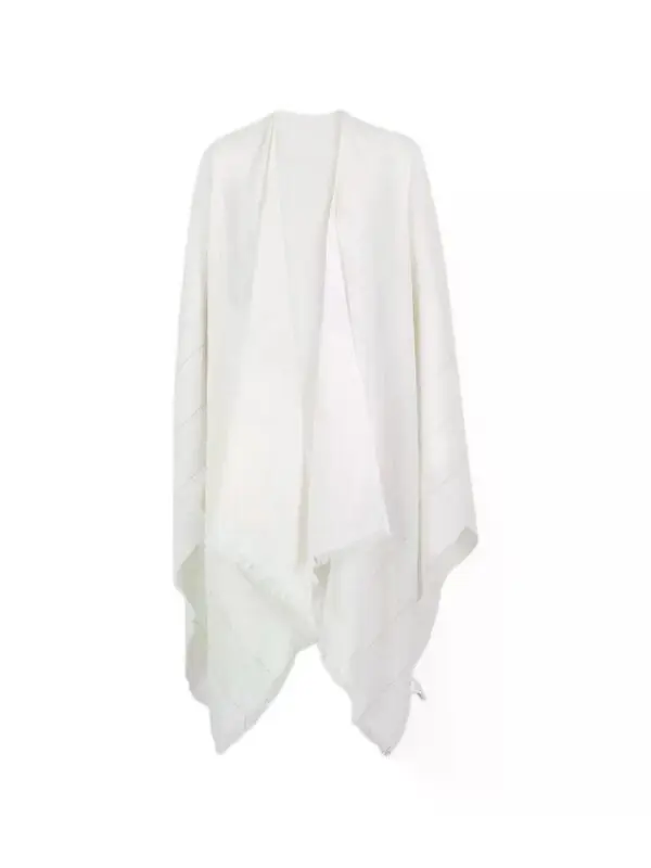 Peserico Striped Coat With Frayed Trim - White