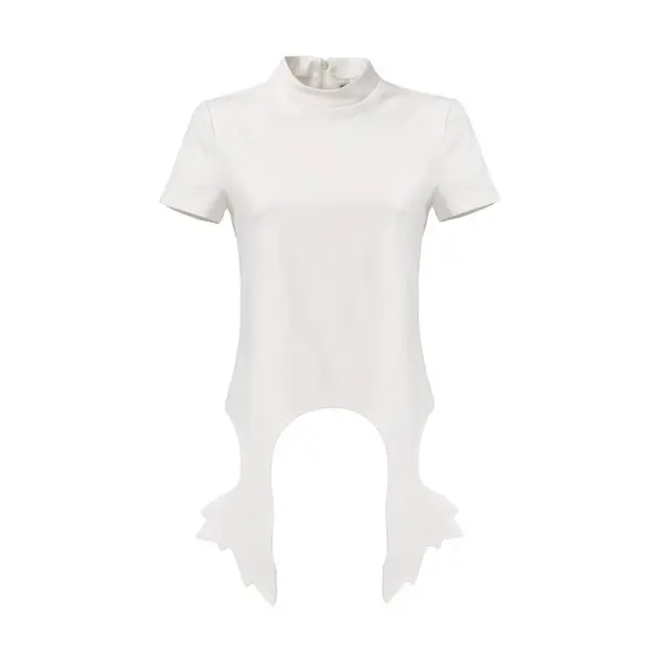 JULIA ALLERT Sculpted Hemline Short Sleeve Blouse