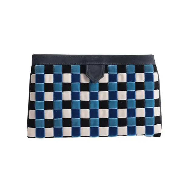 VELVET ATELIER Elara Pochette - Blue/black