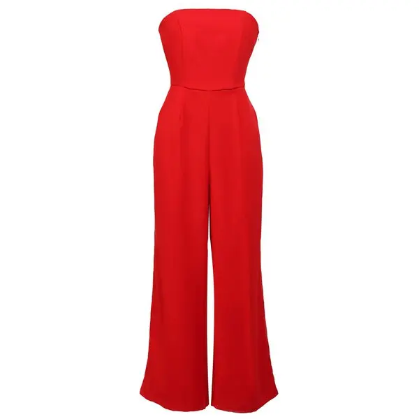 SMART AND JOY Minimalist Bustier Jumpsuit - Red