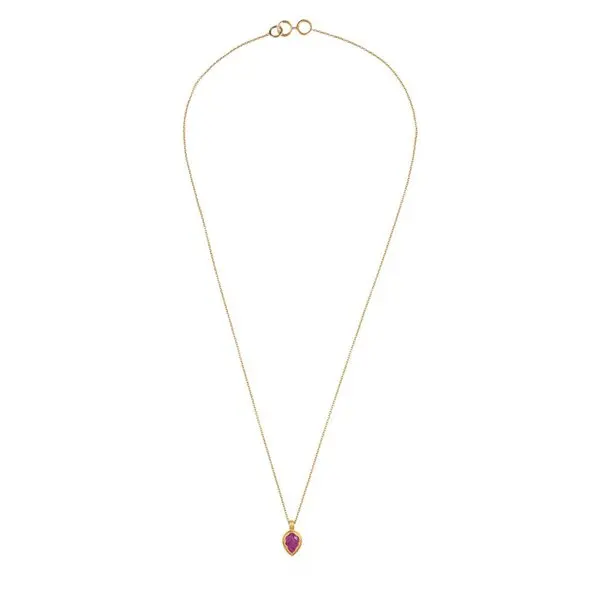 OPIUM JEWELS 18 Karat Gold And Ruby Pendant Necklace - Gold/red