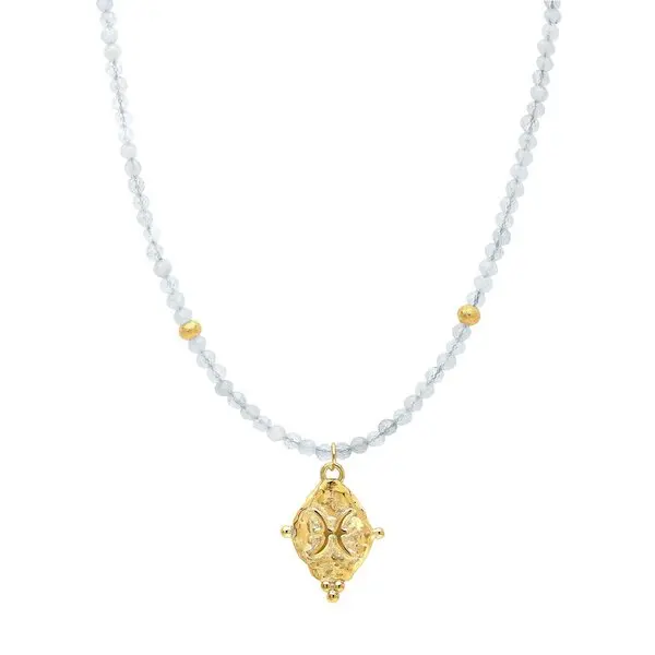 SEVEN SAINTS Pisces Gemstone Choker Necklace - Blue/gold