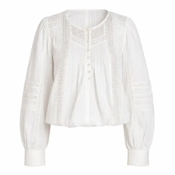 ROSE & NANCY Amy Lace Pintuck Embroidery Blouse