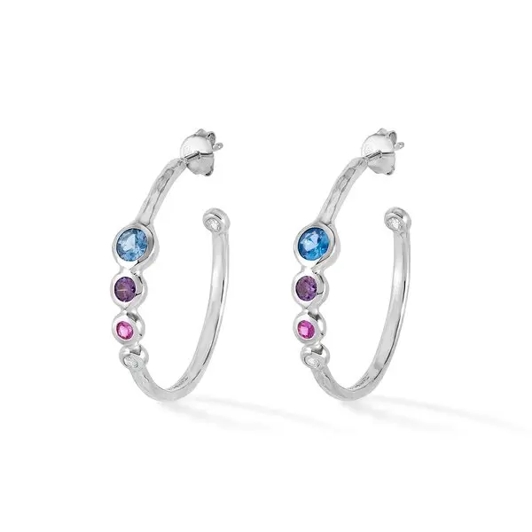 DOWER & HALL Twilight Tutti Frutti Hoop Earrings - Silver