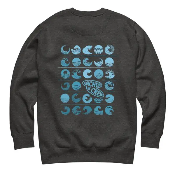 ANCHOR & CREW Heather Surf N Waves Passenger Organic Cotton Sweatshirt - Black