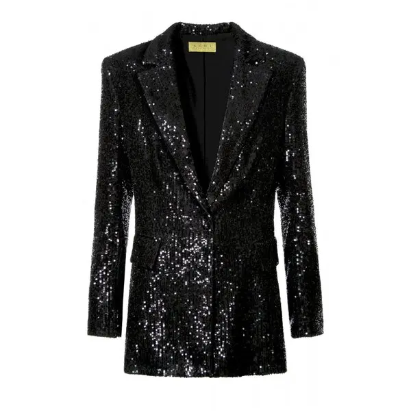 AGGI BY HALEWSKI Luna Obsidian Sequined Blazer - Black