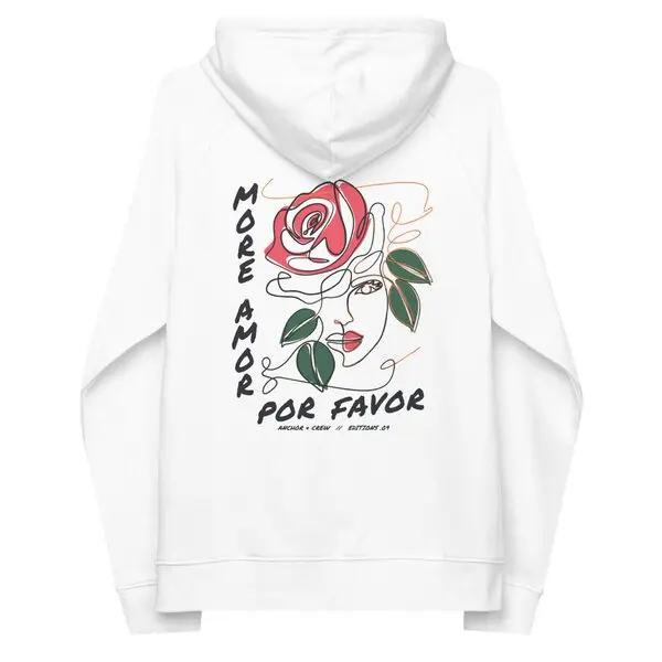 ANCHOR & CREW Organic Cotton Hoodie With Floral Face And Text Graphic - White