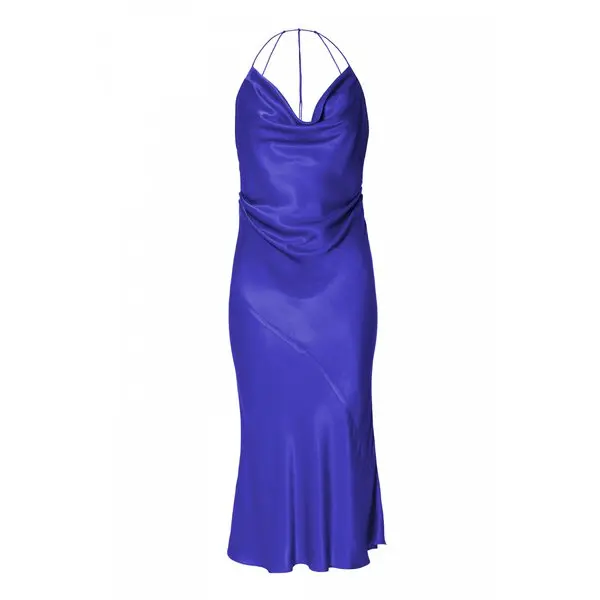 AGGI BY HALEWSKI Aurelia Satin Midi Slip Dress - Blue