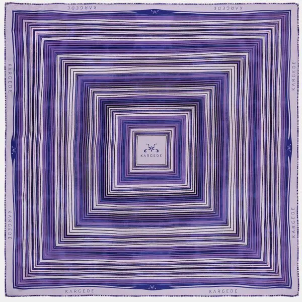 KARGEDE Silk Scarf – Designer, Striped, Square - Purple