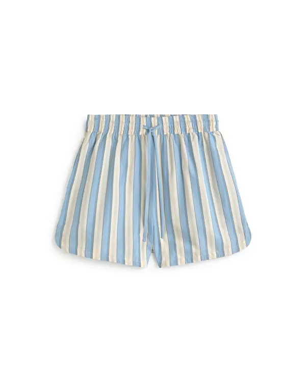 THINKING MU Striped Organic Cotton Shorts - Blue