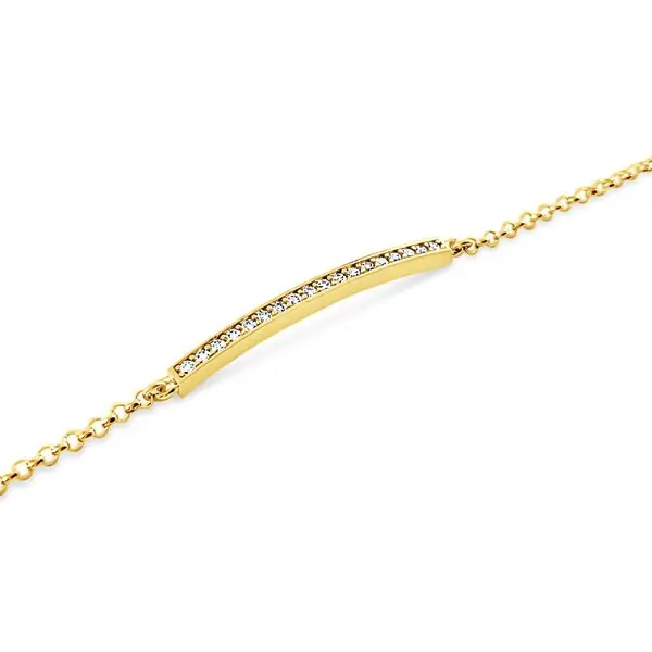 LUTIRO Cz Curved Bar Sterling Silver Bracelet