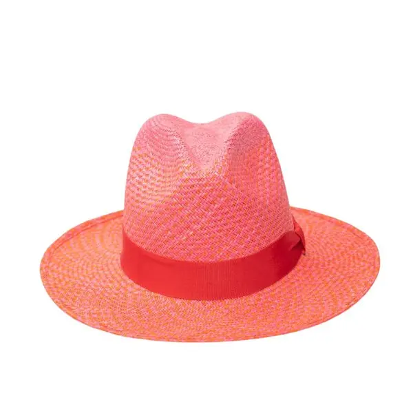 ORTUS Pinuela Straw Panama Hat - Pink/orange